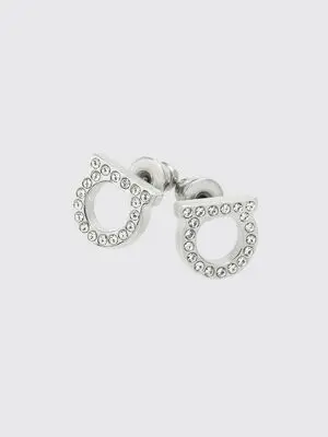 FERRAGAMO Gancini Crystal-embellished Brass Stud Earrings