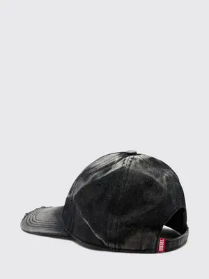 DIESEL® Distressed Denim Baseball Cap With Oval D Logo