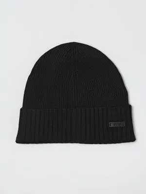 BOSS Ribbed Beanie With Logo Detail - Black