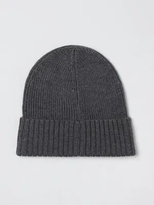 BOSS Ribbed Beanie With Logo Detail - Grey