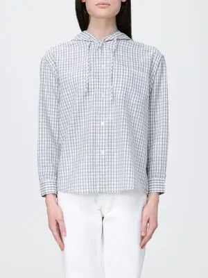 DUNST Checked Cotton Hooded Shirt - Blue