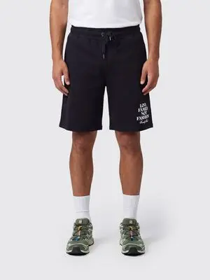 FAMILY FIRST Cotton Jogging Shorts With Slogan - Black