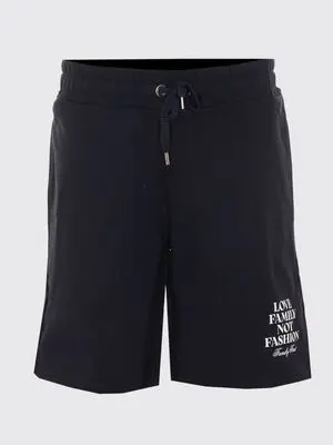 FAMILY FIRST Cotton Jogging Shorts With Slogan - Black