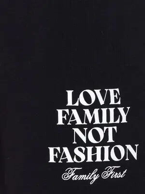 FAMILY FIRST Cotton Jogging Shorts With Slogan - Black