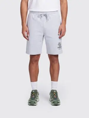FAMILY FIRST Cotton Jogging Shorts With Slogan - Grey