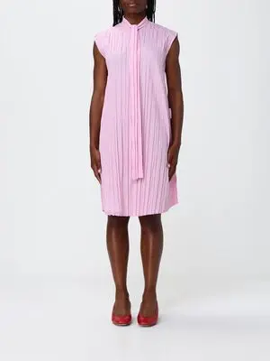 Moschino Pleated Cotton Blend Mini Dress - Pink