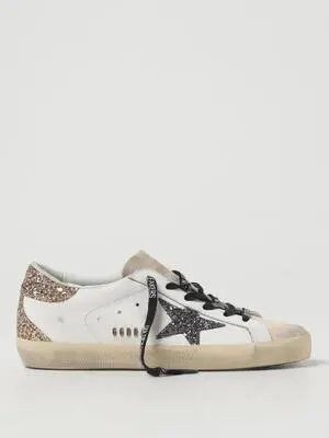 GOLDEN GOOSE Super-star Distressed Leather And Glitter Lace-up Sneakers