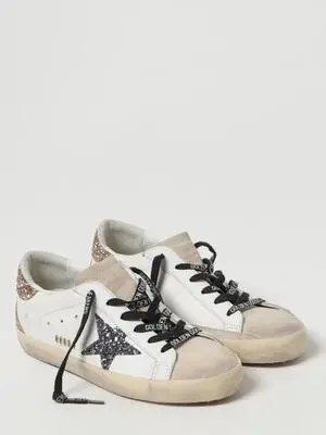 GOLDEN GOOSE Super-star Distressed Leather And Glitter Lace-up Sneakers