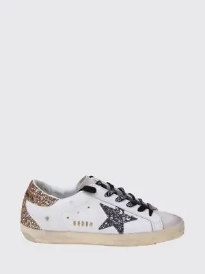 GOLDEN GOOSE Super-star Distressed Leather And Glitter Lace-up Sneakers - White