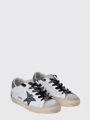 GOLDEN GOOSE Super-star Distressed Leather And Glitter Lace-up Sneakers