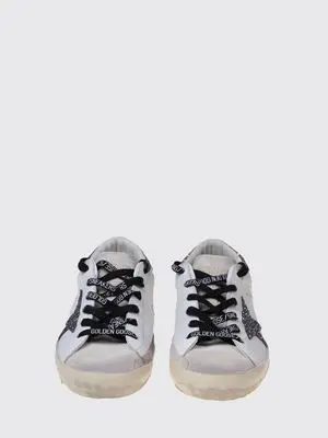 GOLDEN GOOSE Super-star Distressed Leather And Glitter Lace-up Sneakers