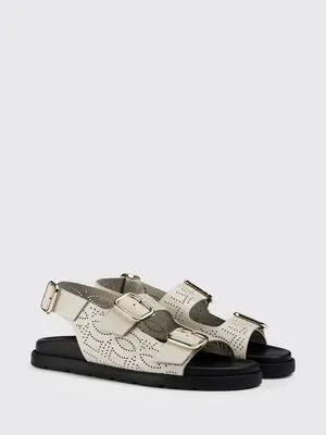 DOUCAL'S Perforated Leather Sandals - White