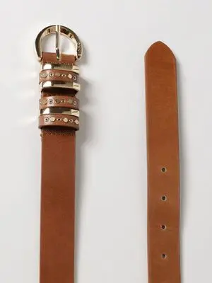 Pinko Leather Belt With Studs - Brown