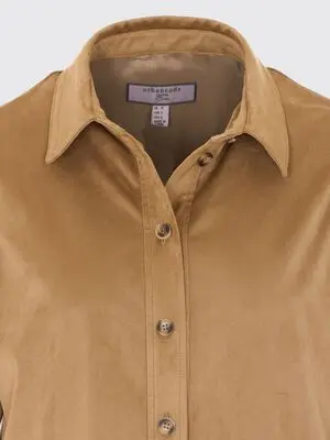 URBANCODE Faux Suede Shirt With Spread Collar - Beige