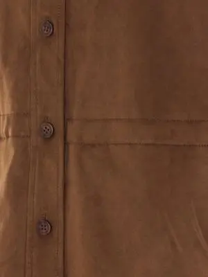 URBANCODE Faux Suede Shirt With Spread Collar - Brown