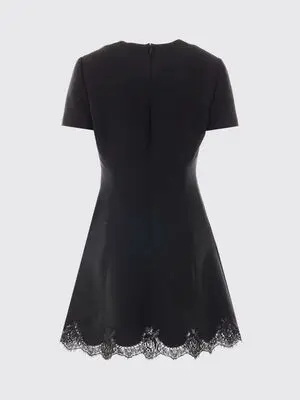 Valentino Garavani Lace-insert Wool And Silk Cocktail Mini Dress - Black