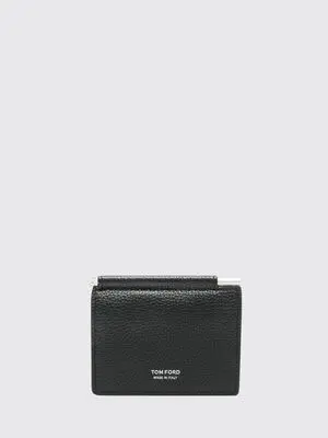 TOM FORD Bifold Leather Card Holder With Money Clip And Laminated Logo - Black