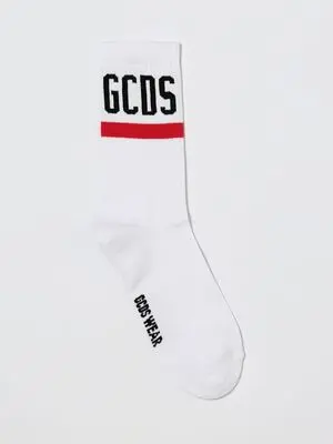 Gcds Stretch Cotton Socks With Jacquard Logo - Black