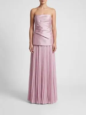 Solace London Pleated Crêpe Long Dress - Pink