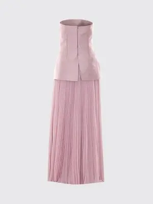 Solace London Pleated Crêpe Long Dress