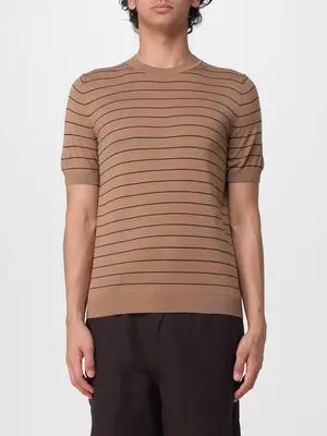 LARDINI Striped Silk Knit Top - Brown