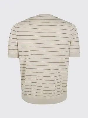 LARDINI Striped Silk Knit Top - Nude