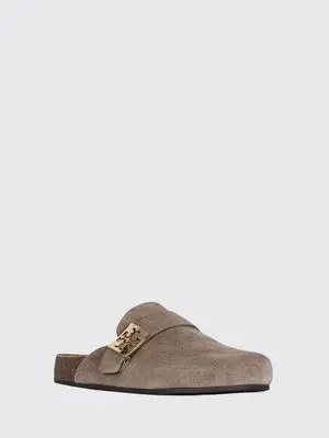 Tory Burch Mellow Suede Mules With Double T Logo - Camel