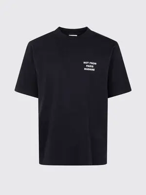 Drole De Monsieur Crewneck Cotton T-shirt With Logo And Slogan Print - Black