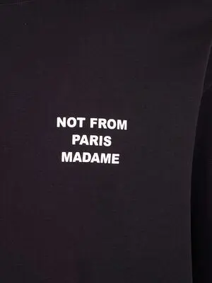 Drole De Monsieur Crewneck Cotton T-shirt With Logo And Slogan Print - Black