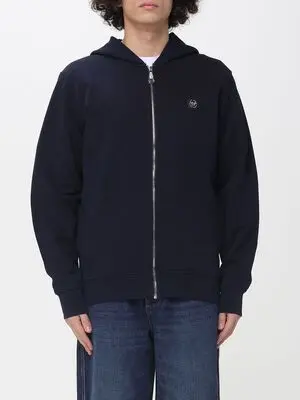 Philipp Plein Cotton Zip Up Hoodie Blue