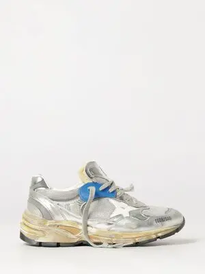 GOLDEN GOOSE Golden Goose Dad-Star Laminated Leather And Mesh Distressed Sneakers Grey