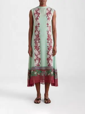 La DoubleJ Maria Floral Print Silk Midi Dress - Grey