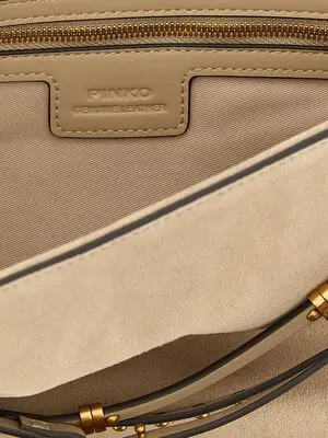 Pinko Suede Bag With Micro Studs - Beige