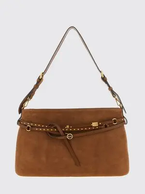Pinko Suede Bag With Micro Studs - Brown