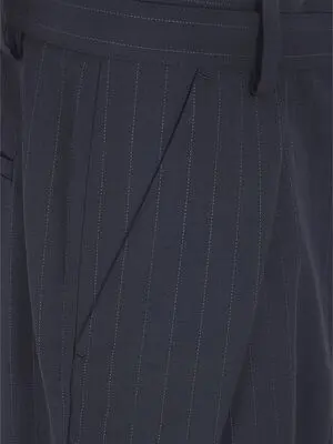 Sacai Belted Pinstriped Cotton Tailored Trousers