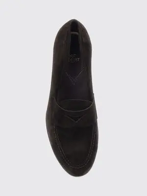 LIDFORT Classic Suede Calfskin Loafers With Saddle Strap - Brown