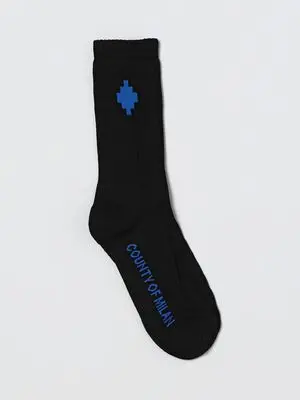 COUNTY OF MILAN Stretch Cotton Socks With Jacquard Logo - Black