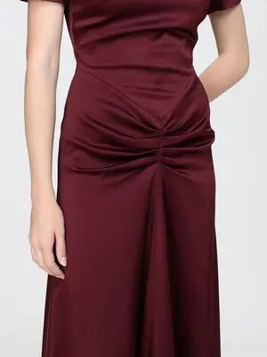 Victoria Beckham Ruched Satin Midi Dress