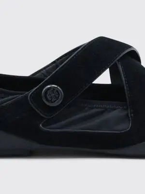 Tory Burch Romy Sport Suede And Nylon Ballerinas - Black