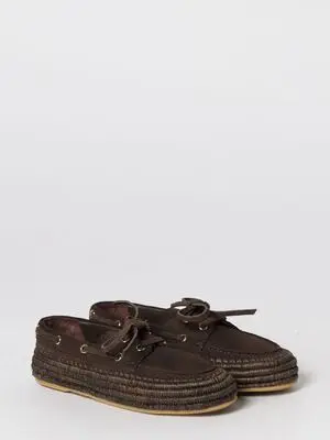 PALOMA BARCELO Suede And Raffia Boat Loafers - Brown