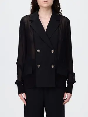 MEIMEIJ Double-breasted Wool Blend Blazer - Black