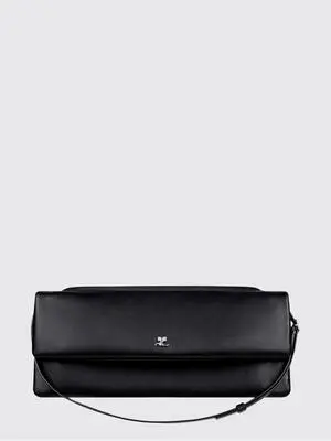 COURREGES Cuff Leather Shoulder Bag With Adjustable Strap - Black