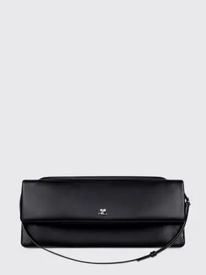 COURREGES Leather Shoulder Bag With Logo Detail - Black