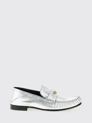 Versace La Medusa Laminated Leather Loafers - Silver