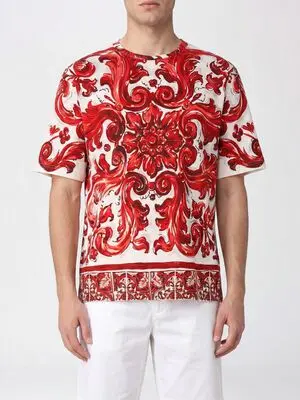 Dolce & Gabbana All-over Majolica Print Cotton Crew-neck T-shirt - Red