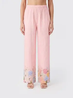 MC2 SAINT BARTH Cotton Palazzo Pants With Cutout Floral Pattern - Multicolor