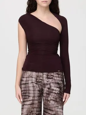 Elisabetta Franchi Stretch Viscose Cut Out Top - Brown