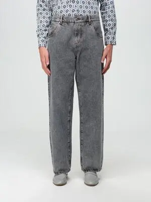 Etro Jeans In Denim With Embroidered Logo - Grey