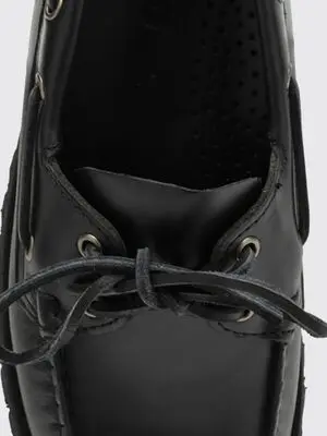SEBAGO Smooth Leather Boat Shoes With Side Lacing And Rubber Sole - Black
