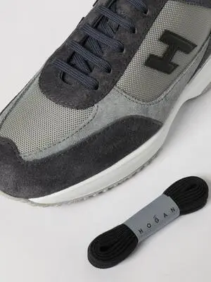 Hogan Interactive Mesh And Suede Sneakers - Black